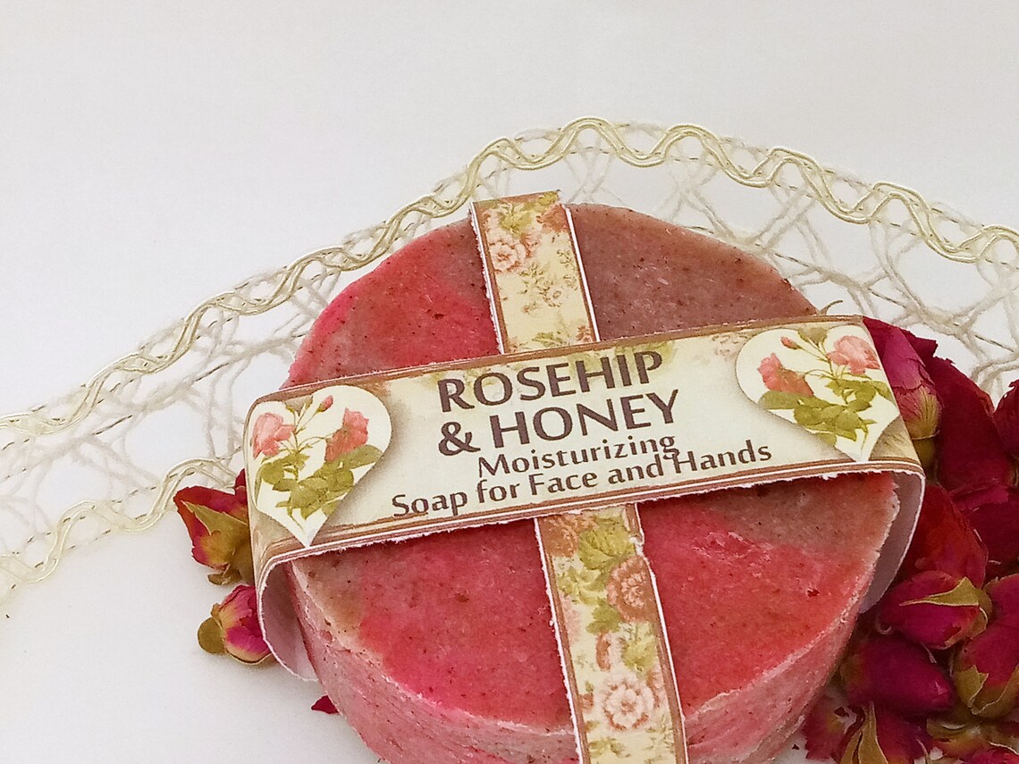 Rose Soap With Rosehip & Honey Moisturizing Soap Face and - Etsy
