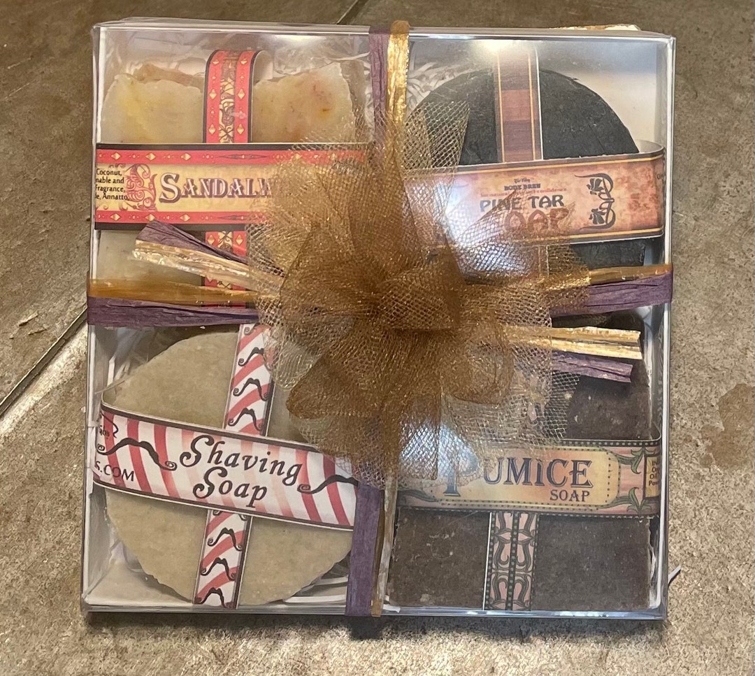 Men's Soap Box With Sandalwood Soap, Pine Tar Soap, Shaving Soap and ...
