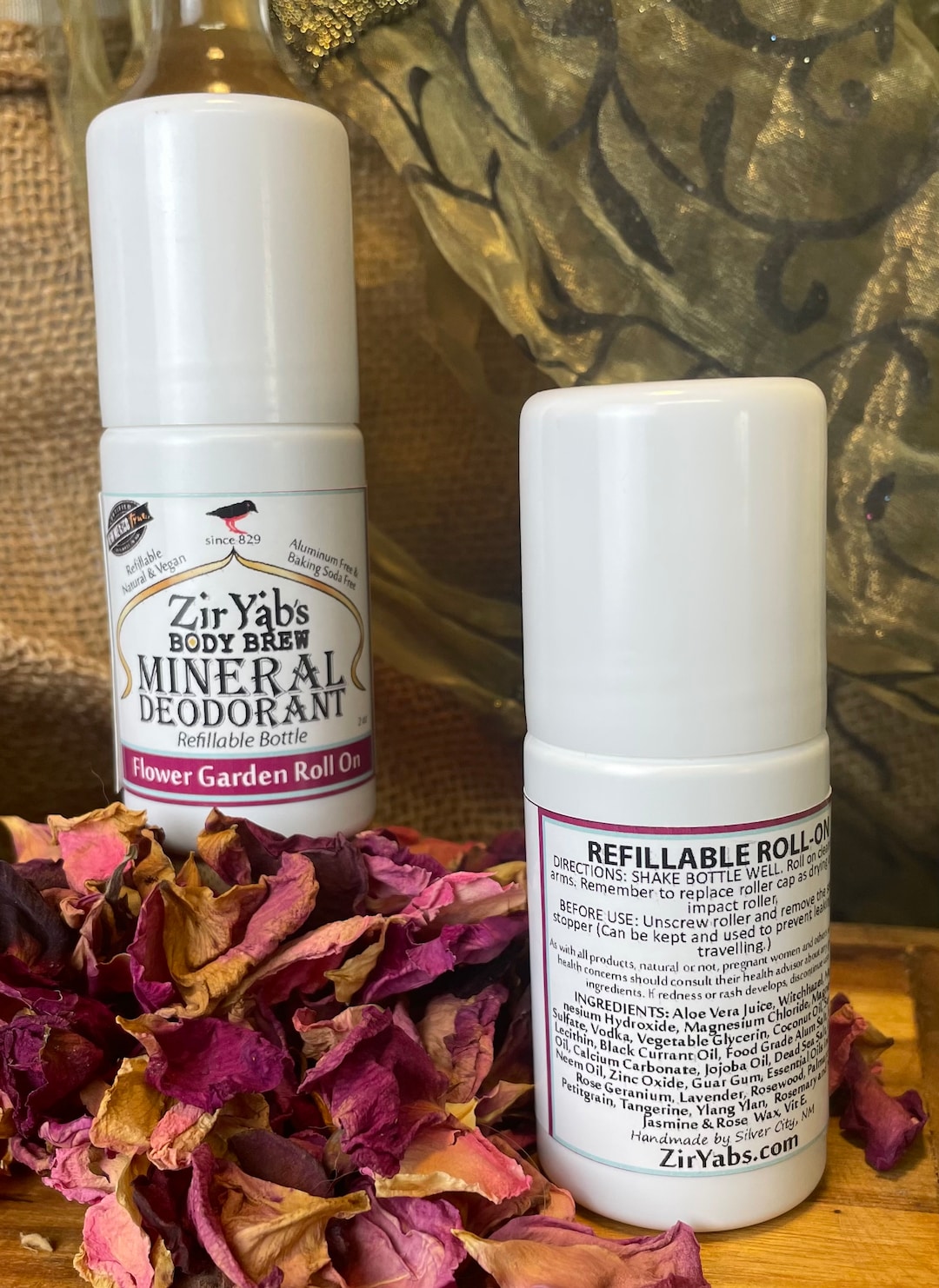 Mineral Deodorant | Flower Garden | Roll on | 2.5 Oz Refillable Bottle ...