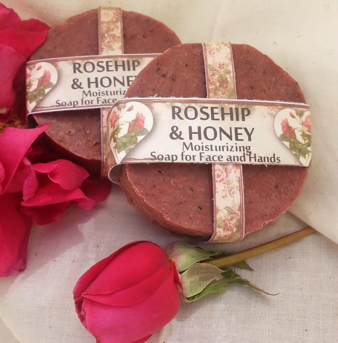 Rose Soap With Rosehip & Honey Moisturizing Soap Face and - Etsy