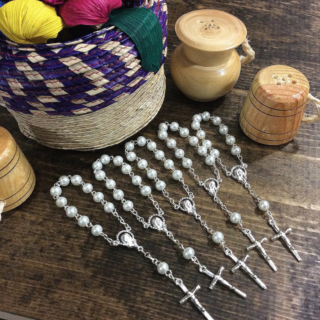 Mini Rosary 40 Pcs Glass Pearl Rosaries/mini Rosaries/rosaries/first ...