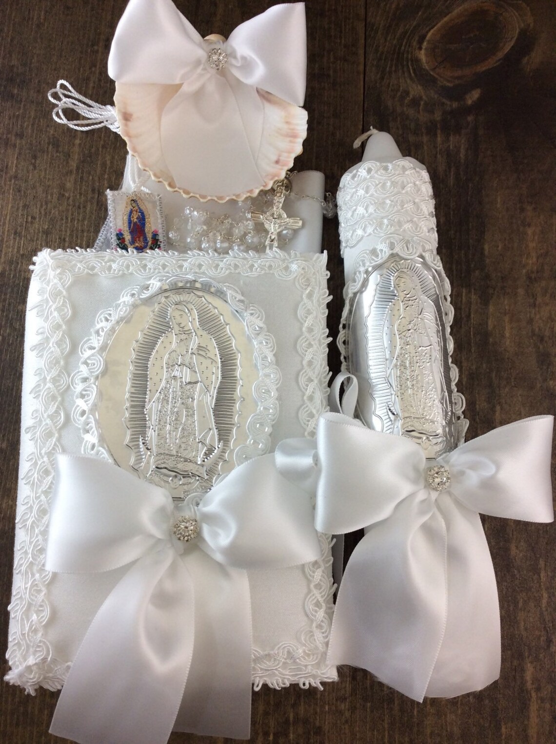 Communion Religious Candle Set Baptism Boy Candle Set/virgen - Etsy