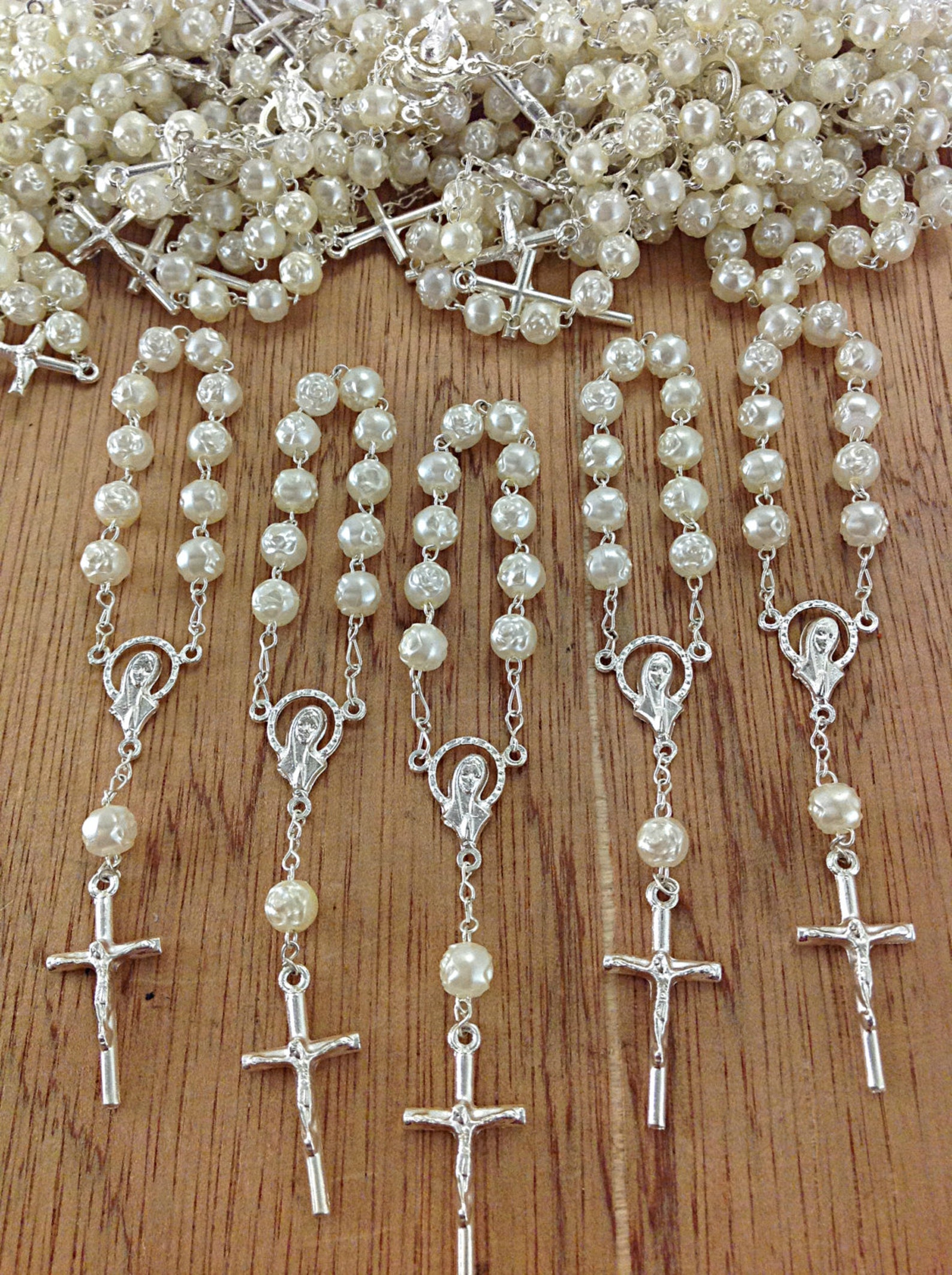 25 Pcs Pearl Decade Rosaries/mini Rosaries/first Communion - Etsy