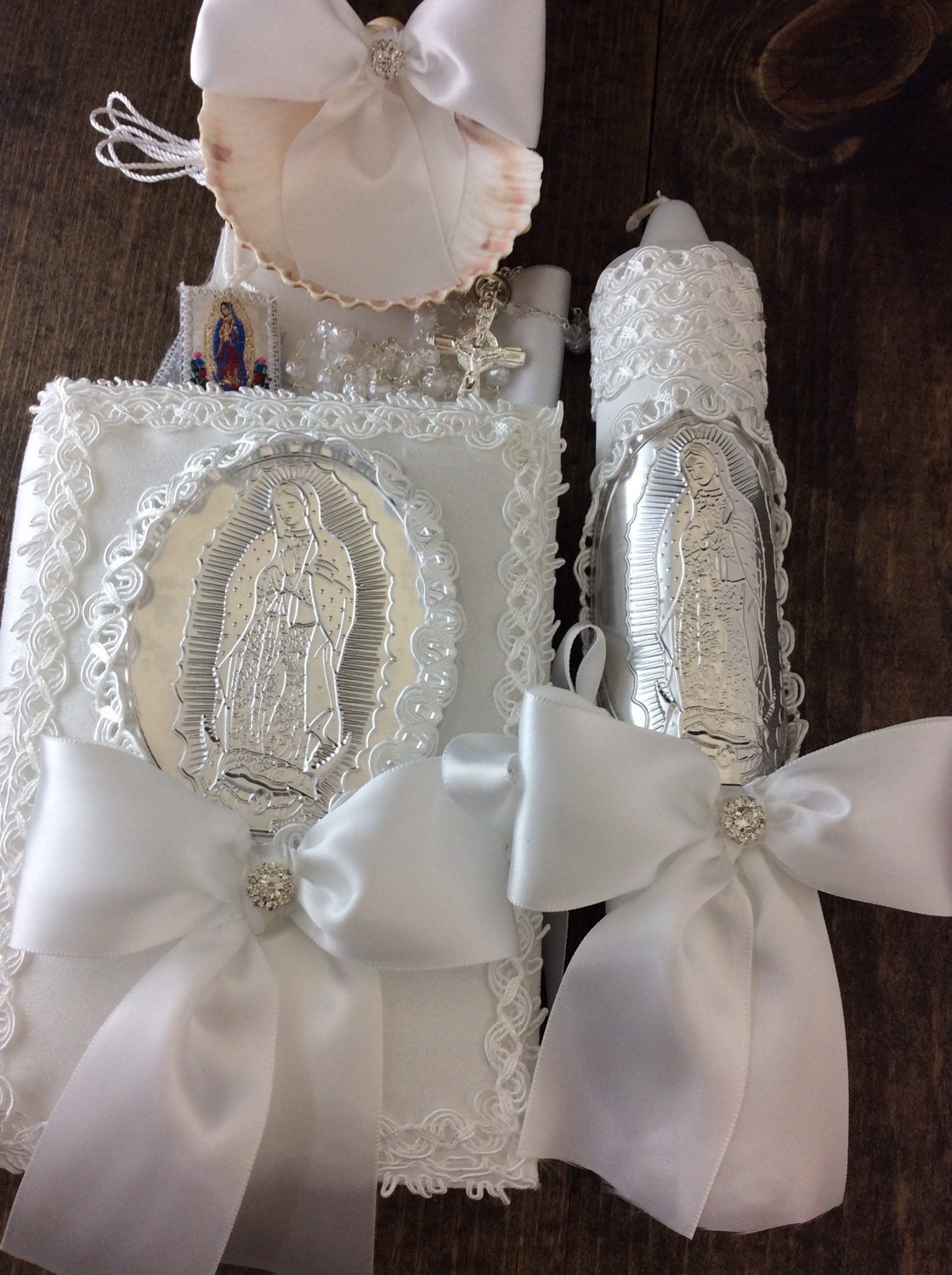 Communion Religious Candle Set Baptism Boy Candle Set/virgen | Etsy
