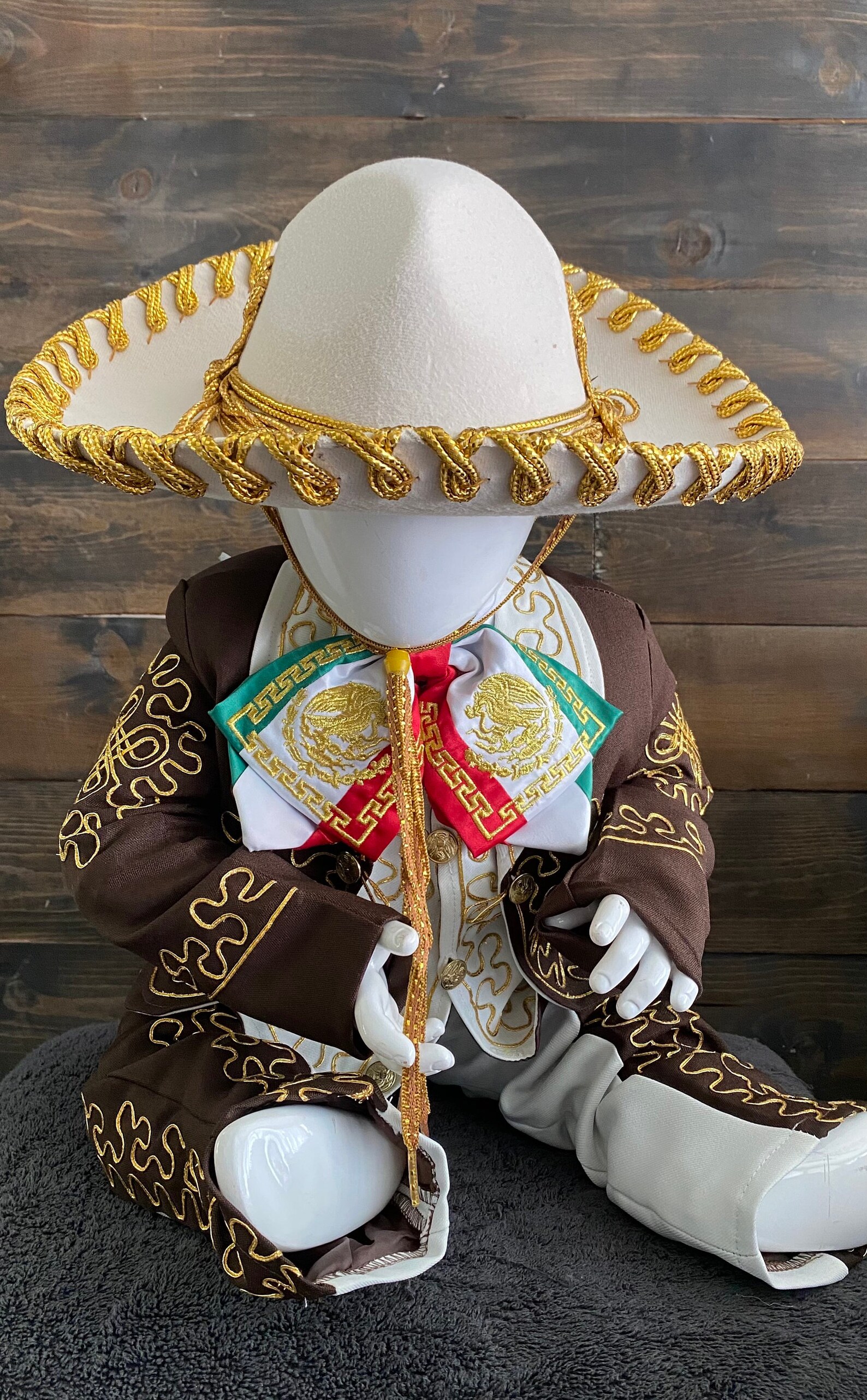 Brown ivory Baby Mariachi Boy Traje Charro café Embroidery | Etsy