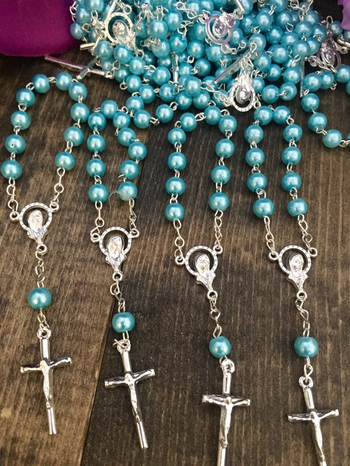 25 pcs Glass Pearl bead Rosaries/mini rosaries/First communion | Etsy