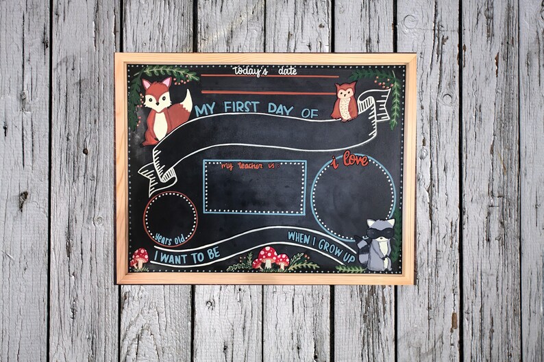 Reusable Woodland Creatures First Day of School - Etsy