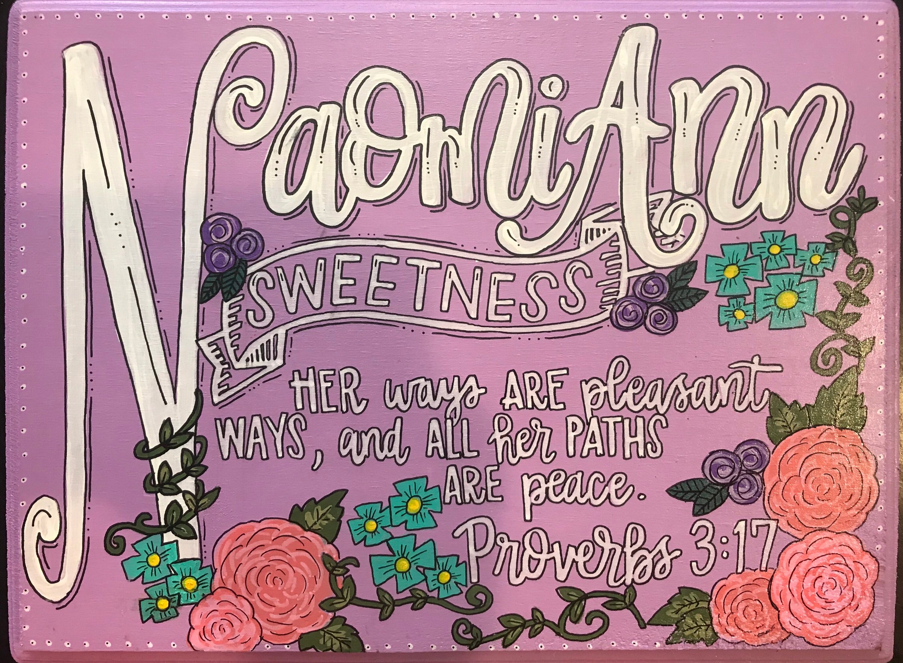 Hand-painted name meaning sign/Scripture/Child's | Etsy