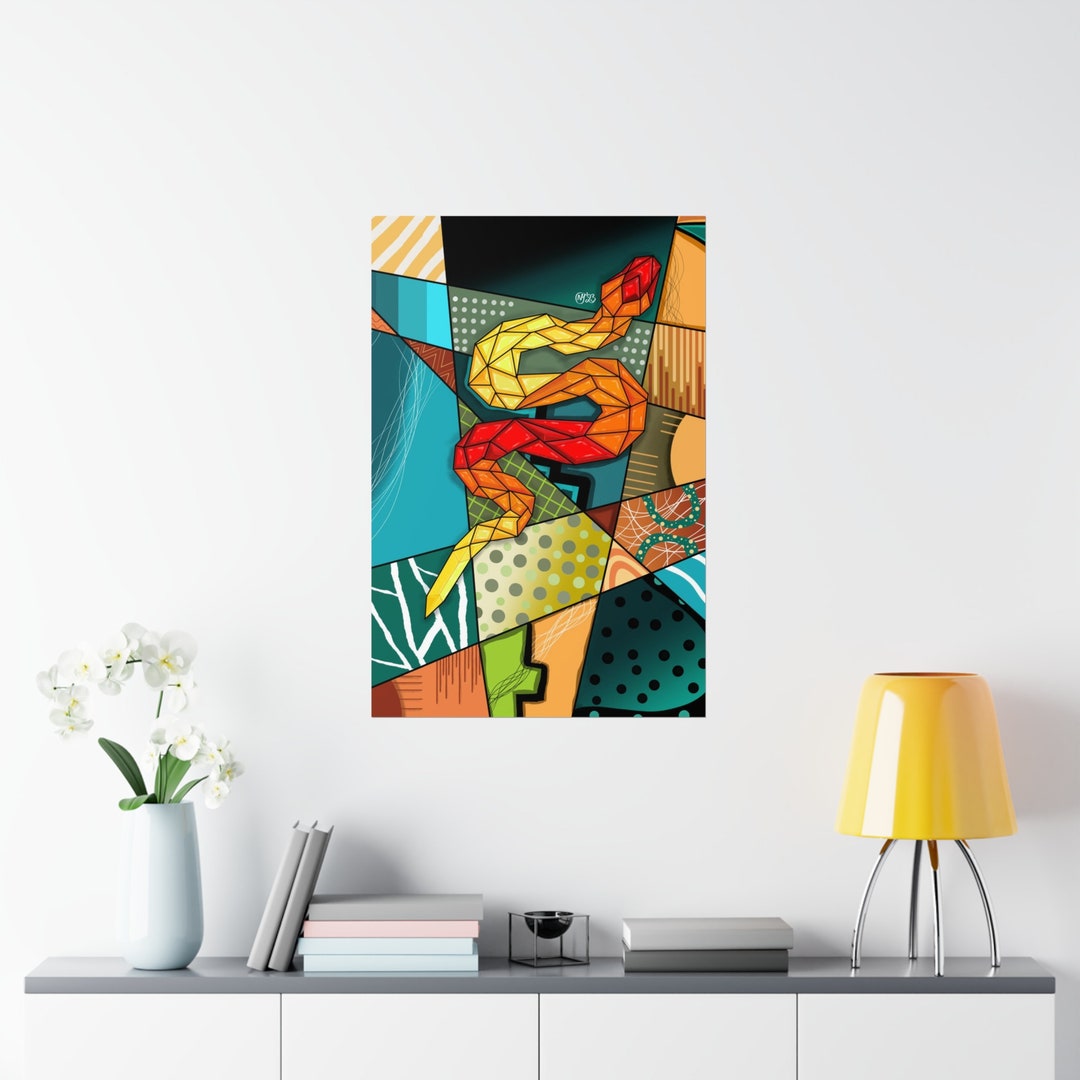 Cubism Snake Digital Painting Premium Matte Vertical Posters - Etsy