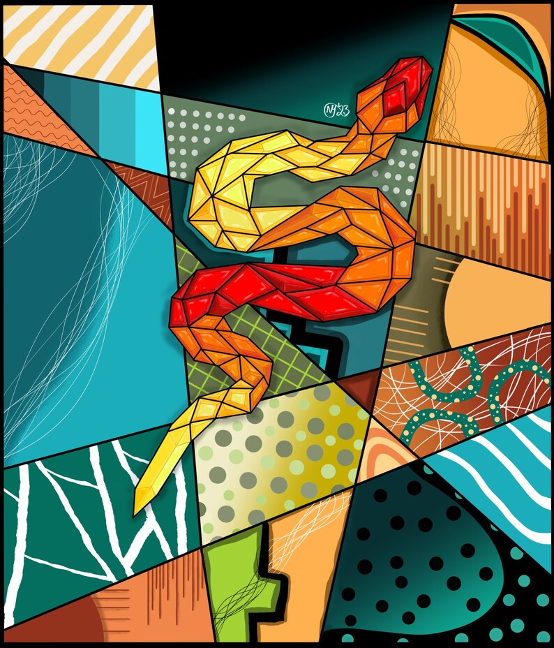 Digital Cubism Jeweled Snake - Etsy
