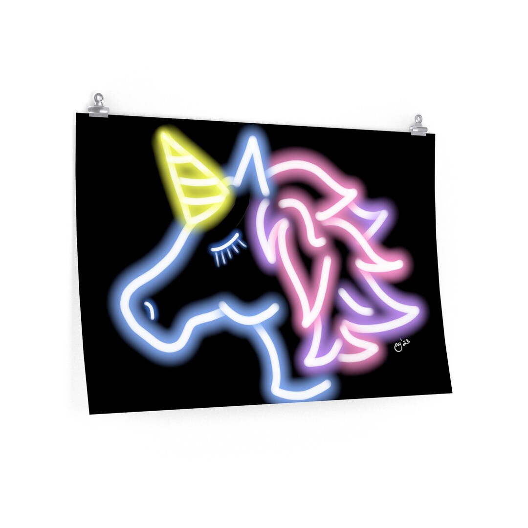 Neon Unicorn Posters - Etsy