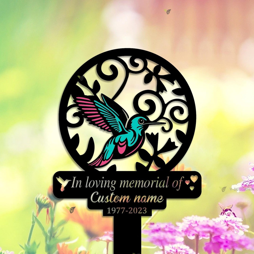 Personalized Memorial Stake Metal, Hummingbird Garden Stakes, Those We ...
