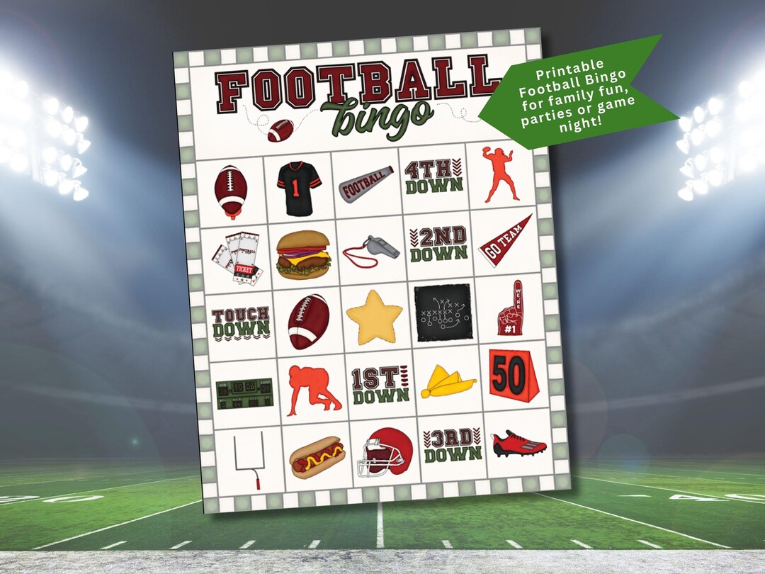 Football Bingo Game Commercial Bingo Game Kids Party Game Download ...