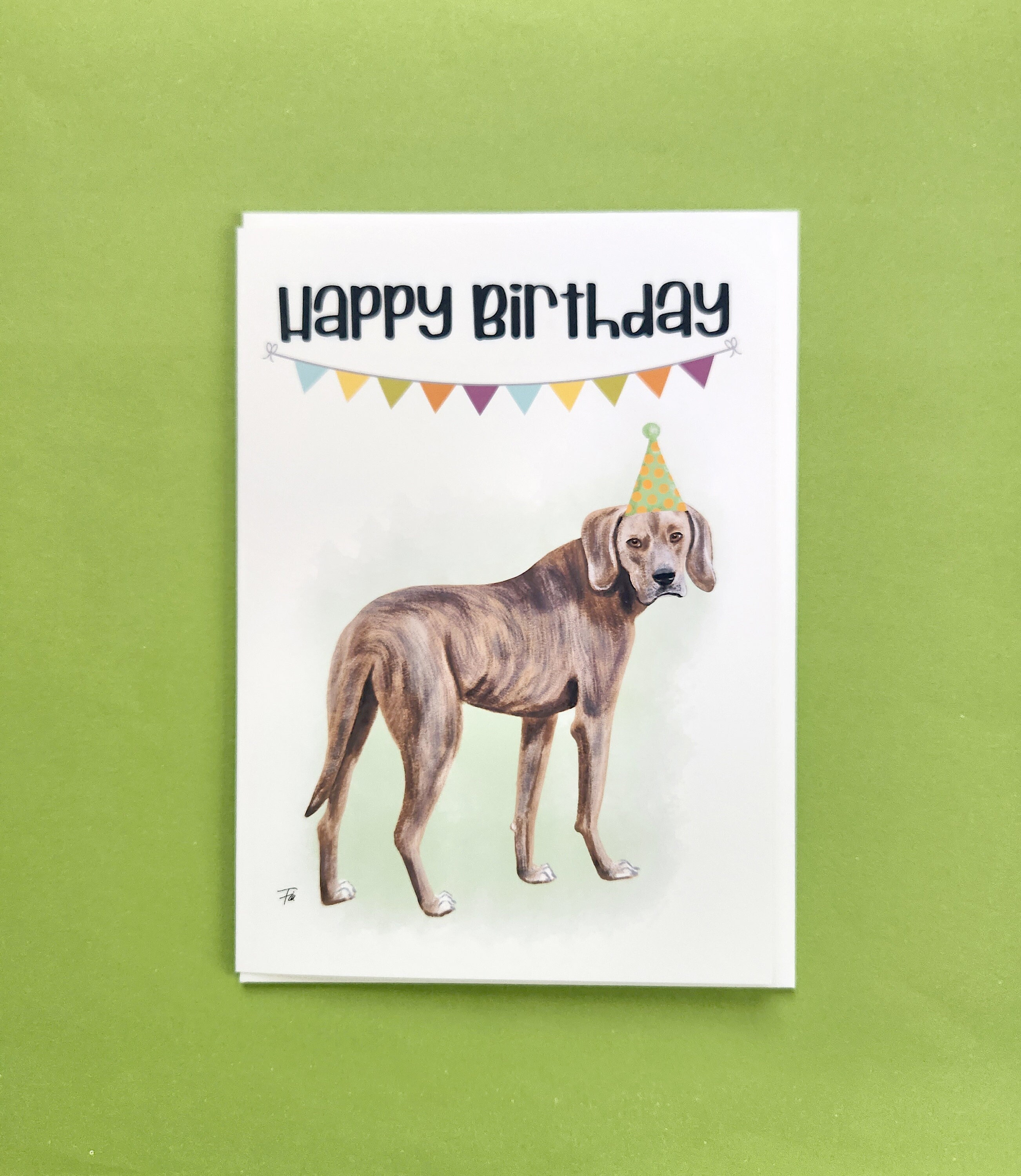 Plott Hound Dog, Happy Birthday Card, Hand Drawn, Brindle Coat, 5x7 ...