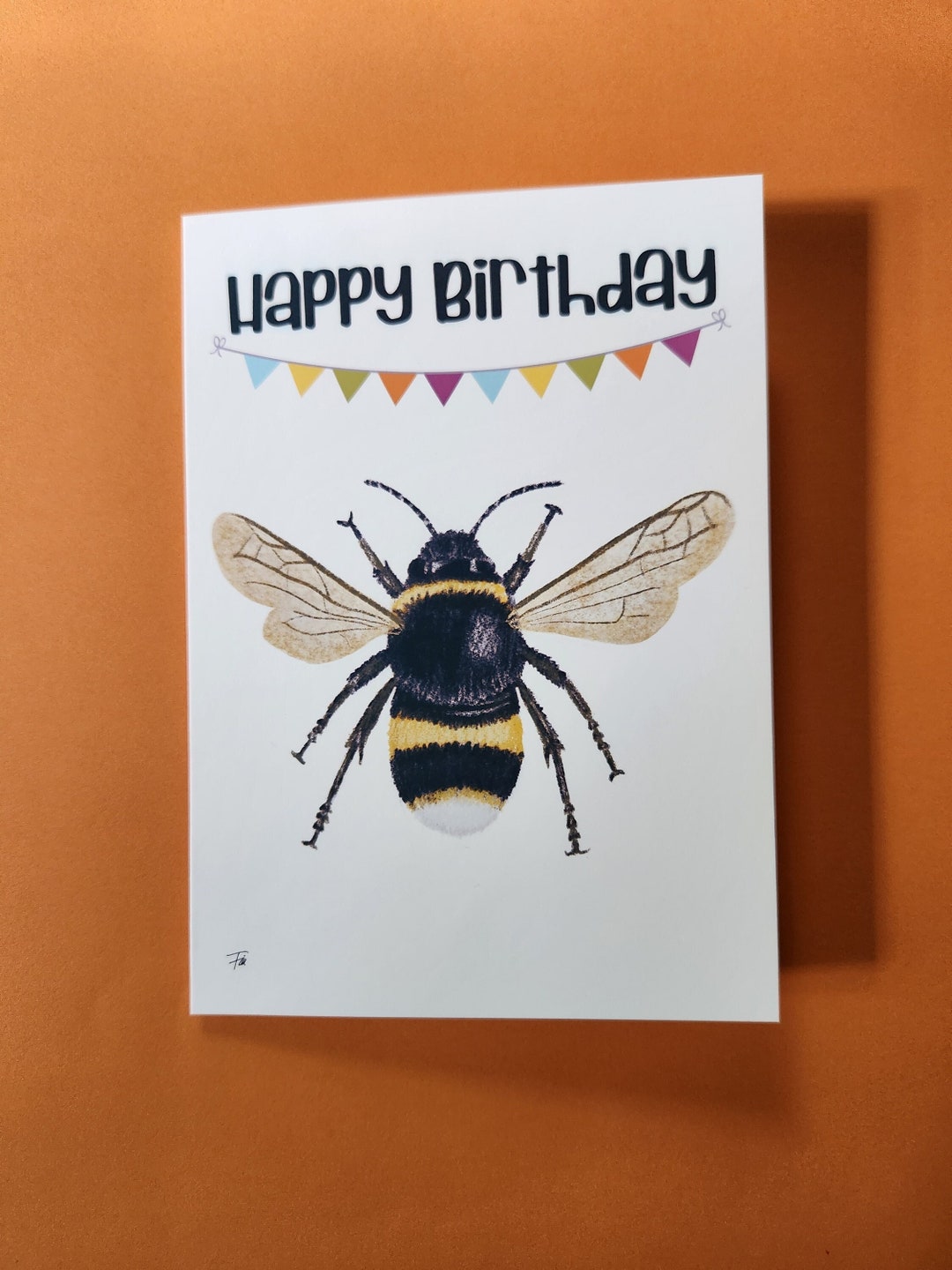 Bumble Bee, Happy Birthday Card, Hand Drawn, 5x7 Greeting Card 218B - Etsy