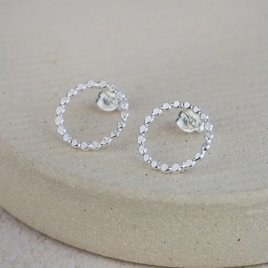 Handmade Sterling Silver Dotty Circle Stud Earrings - Etsy