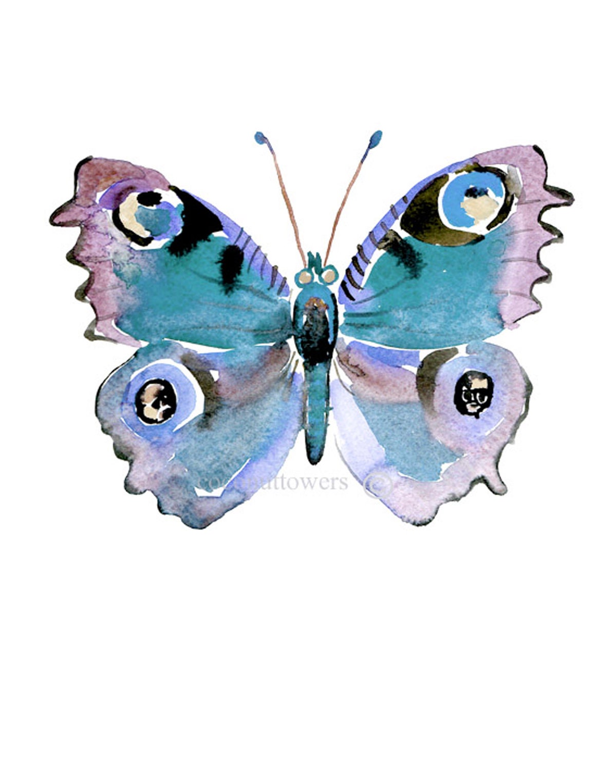 Blue Butterfly watercolor painting home decor Art Print | Etsy