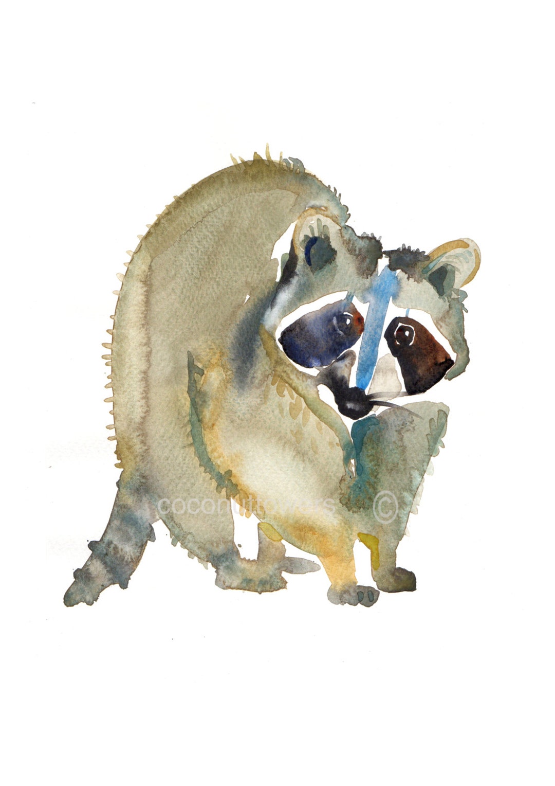 Raccoon, Children's Art - Watercolor Painting - Animal Painting - Size ...