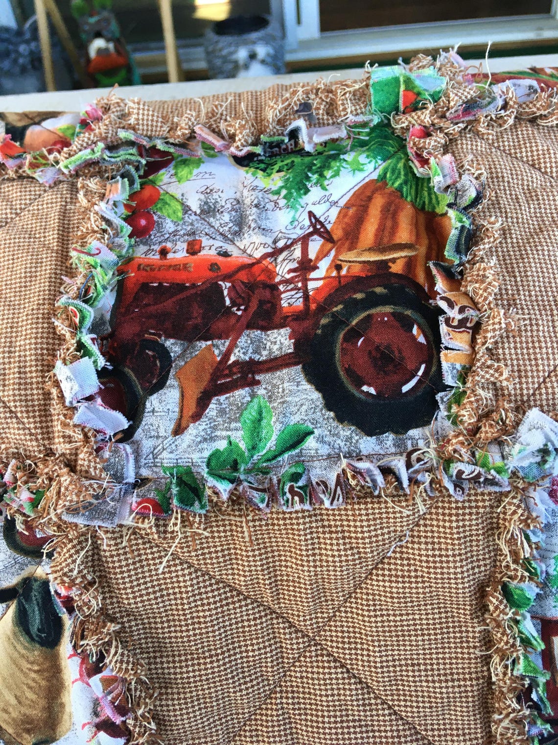 Farmhouse Rag Quilt Runner, Country Rag Quilt Runner, Farm Animals ...