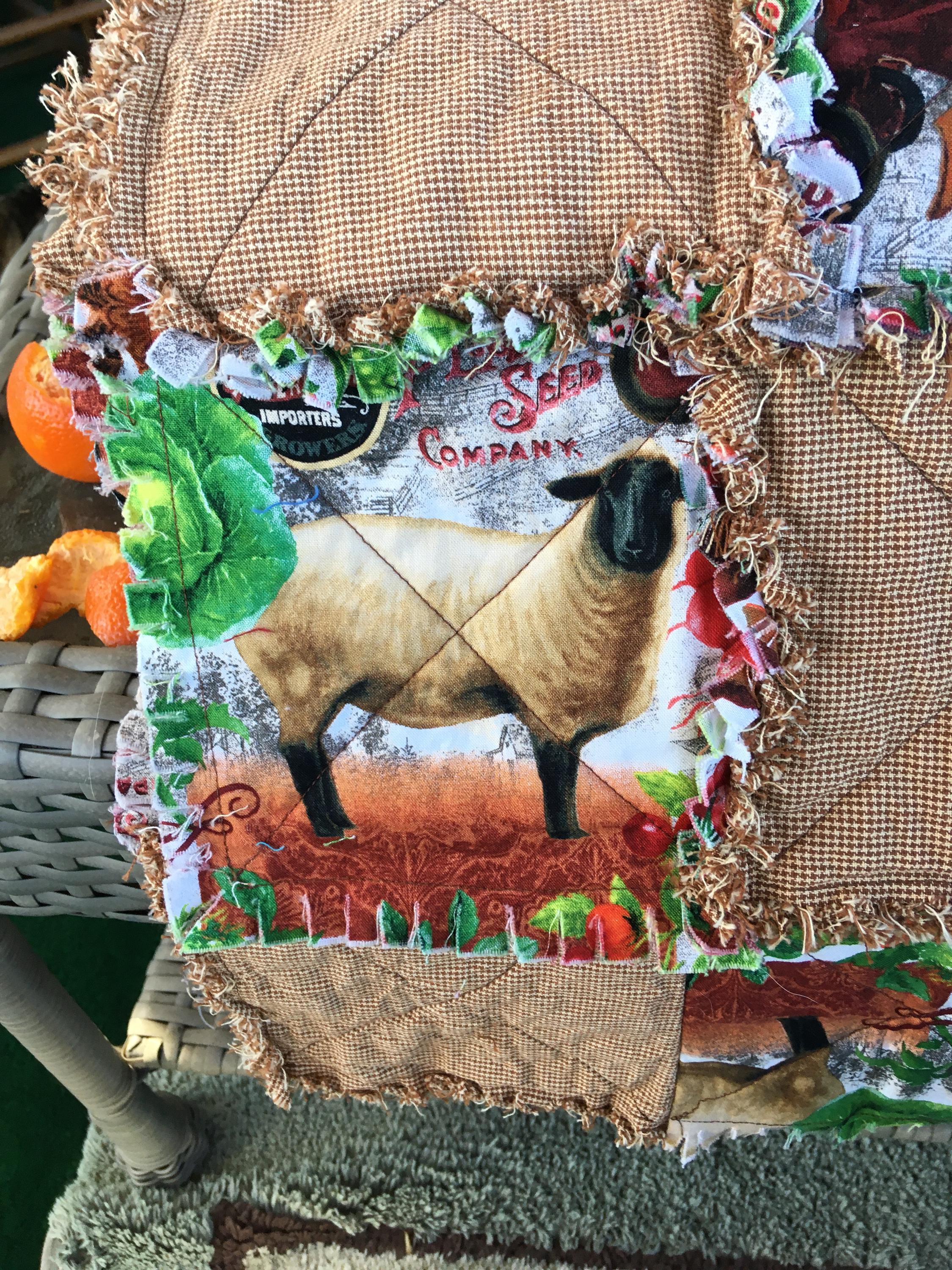 Farmhouse Rag Quilt Runner, Country Rag Quilt Runner, Farm Animals ...