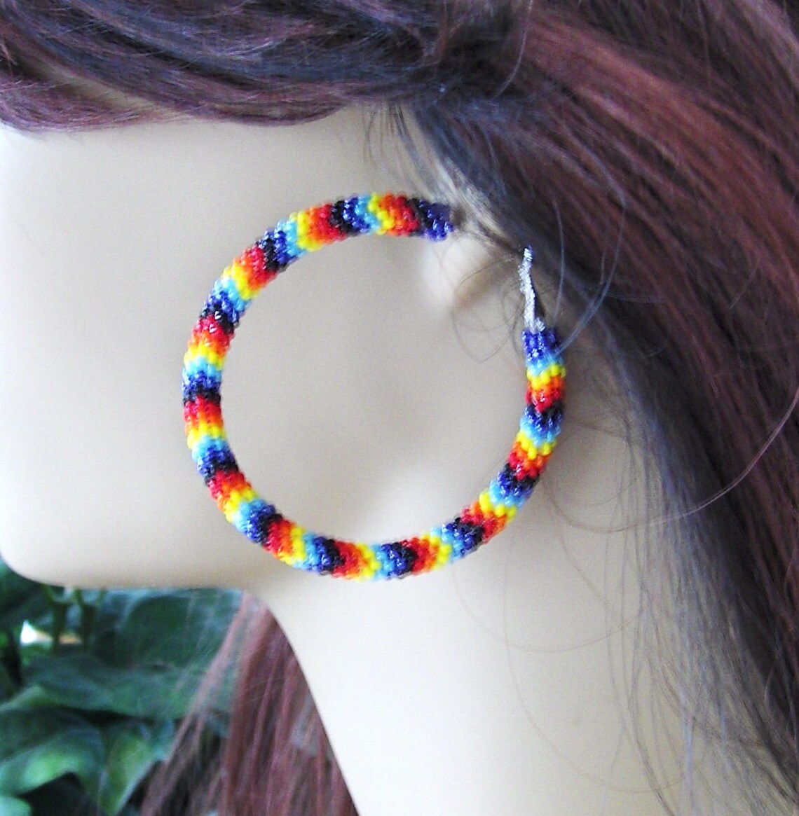 Colorful Hoop Earrings Beaded Hoops Earrings Hoops - Etsy