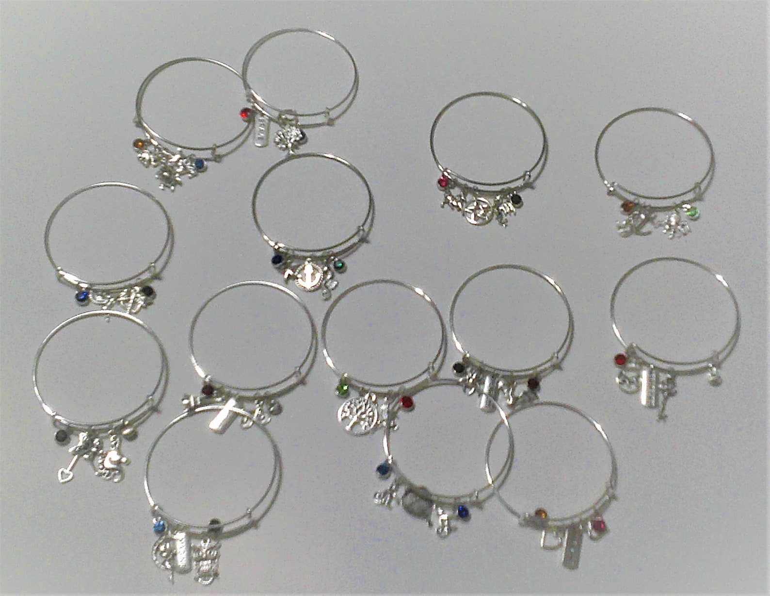 Adjustable Silver Tone Basic Bangle Bracelet With Charms-basic Bangle Bracelet-jewelry-charm ...