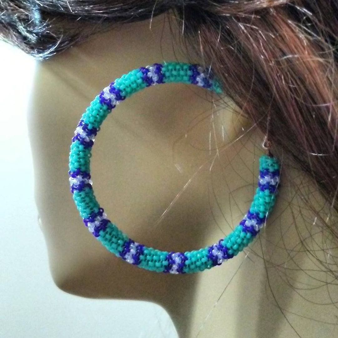 Hoops - Beaded Hoops - Stud Hoop Earrings - Gifts for Her - Peyote ...