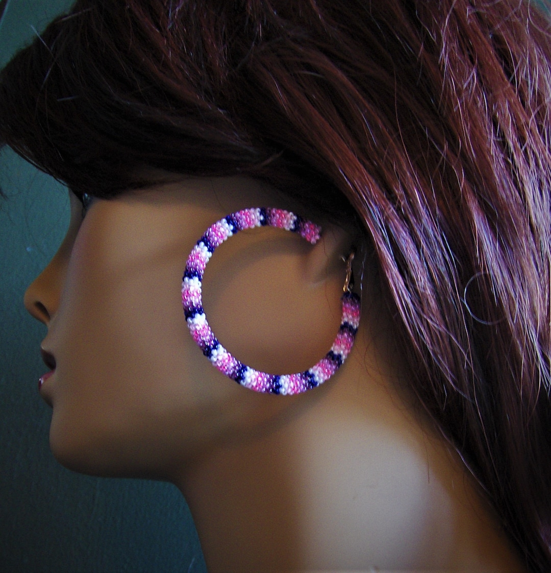 Beaded Hoop Earrings - Hoops - Jewelry - Stud Hoop Earrings - Gifts for ...