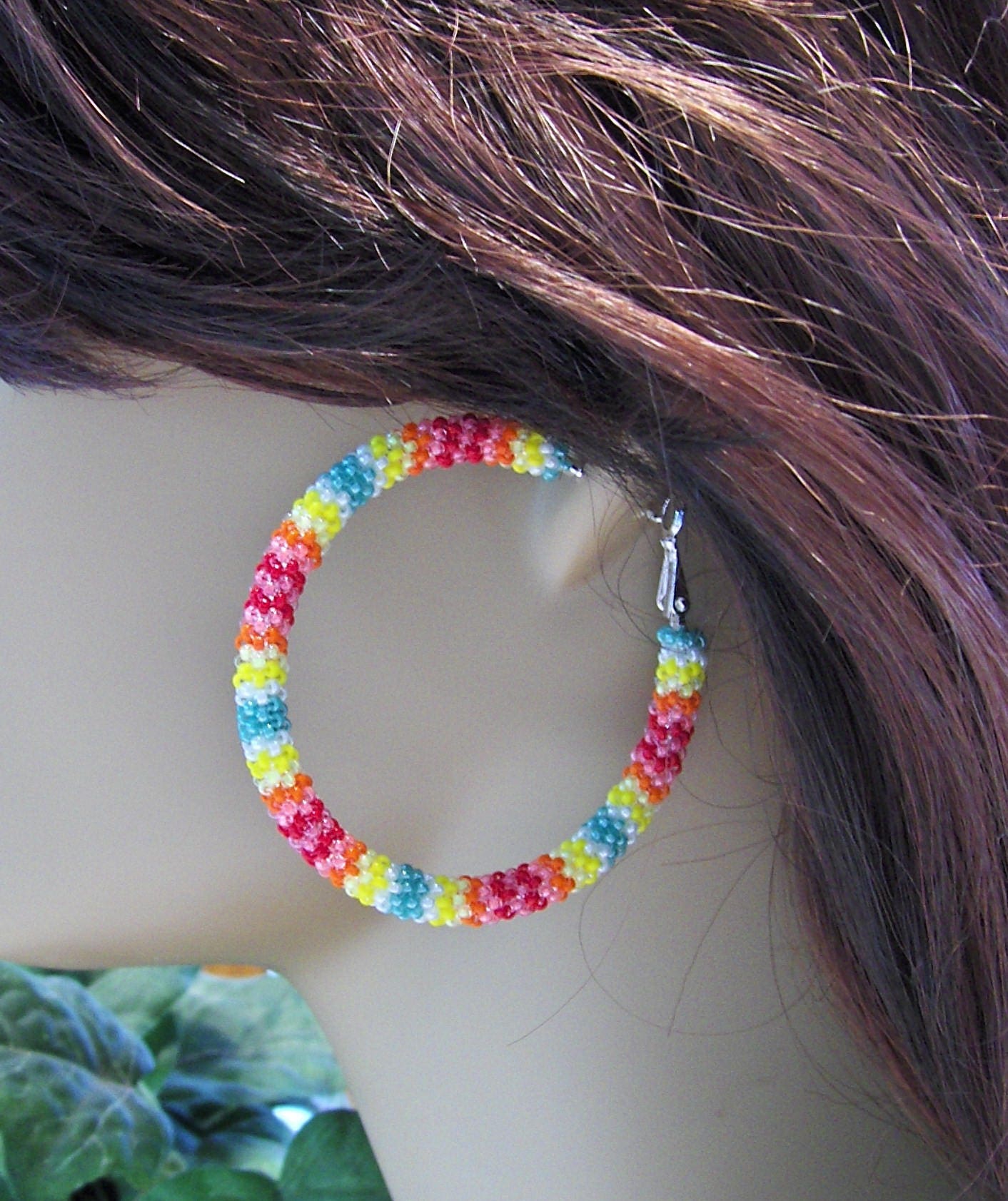 Peyote Hoop Earrings Beaded Hoops Native American Inspired - Etsy
