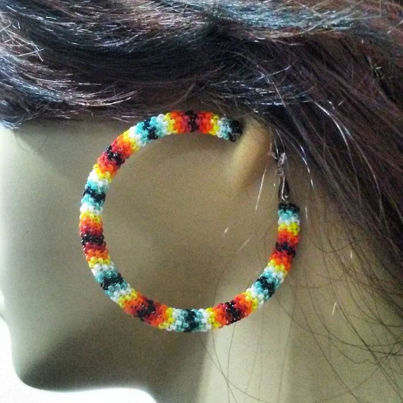 Hoops Hoop Earrings Beaded Hoops Beaded Hoop Earrings - Etsy
