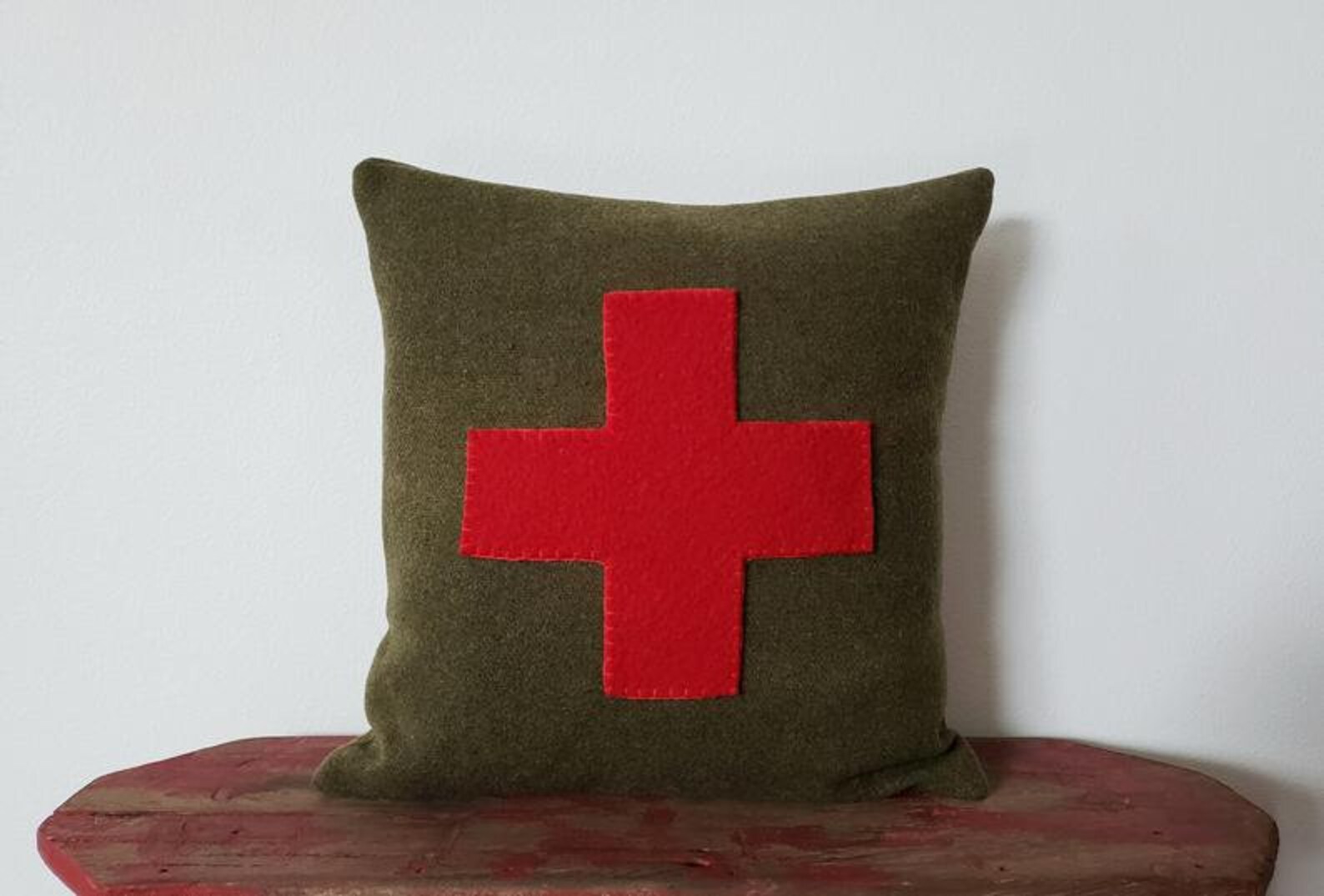 CUSTOM Woolen Cross Pillow Colors Size - Square Throw Cushion First Aid ...