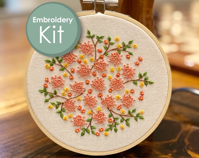 Embroidery Kit Flower Hand Embroidery Full Kit for Beginners and ...