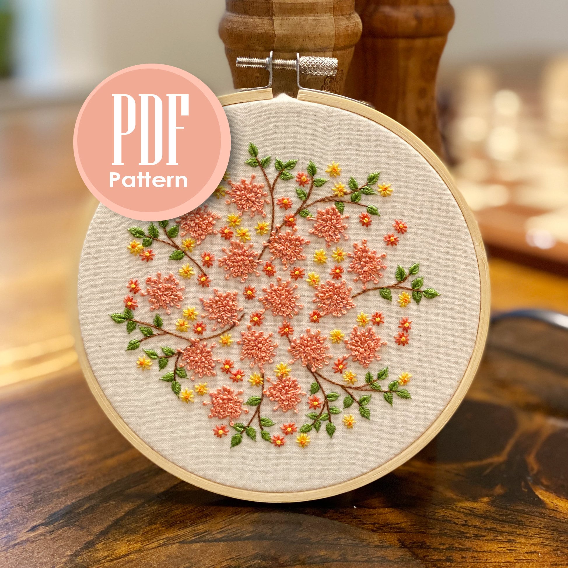 Instant Download Embroidery PDF - Flower Embroidery Pattern for ...