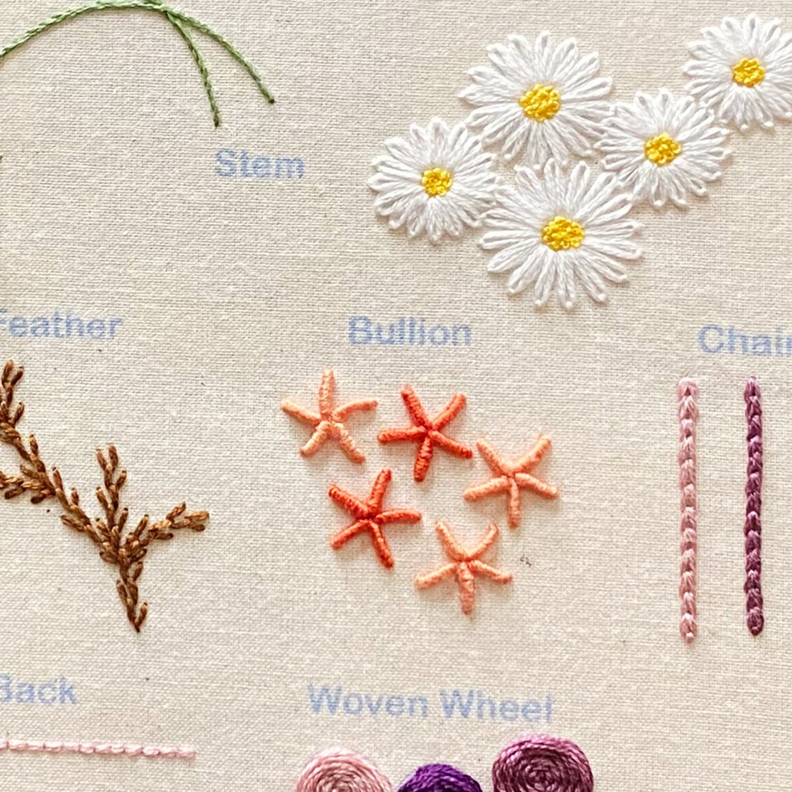 Beginner Embroidery Stitch Kit-learn 10 Different - Etsy