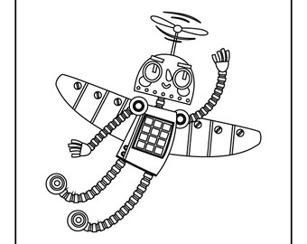 Robot Coloring Pdf - Etsy