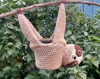 Crocheted Sloth Plant Hanger - Etsy