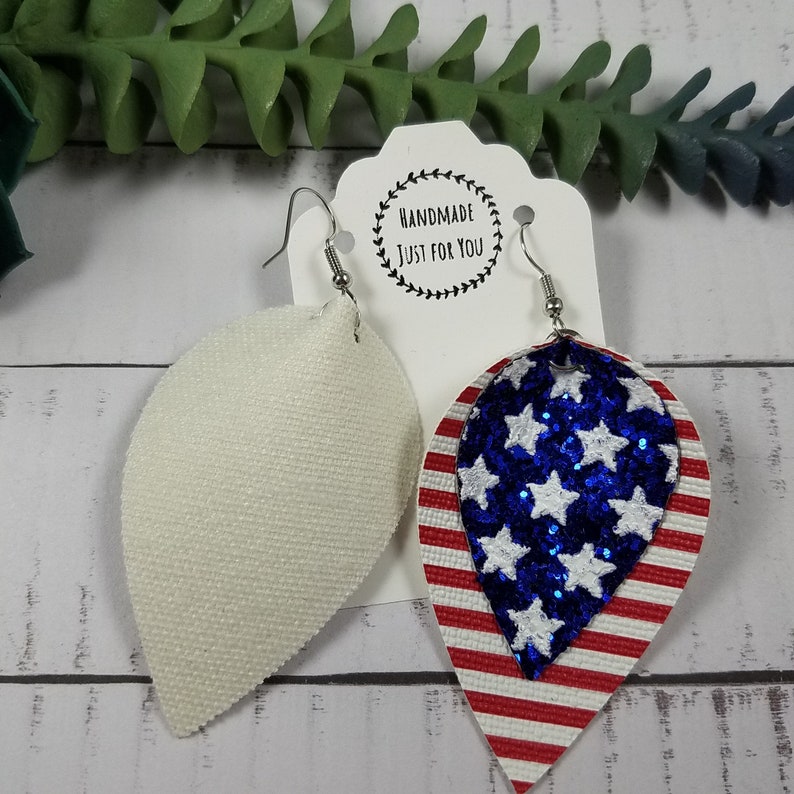 Glitter Stars and Stripes Patriotic Layered Pinched Leaf Petal - Etsy
