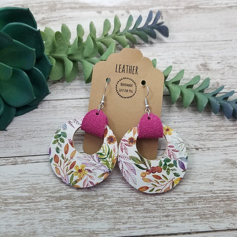 Pink Circle Drop Earrings - Etsy