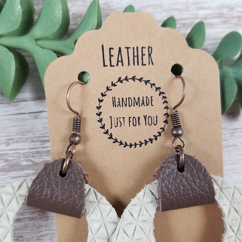 Cream Suede Leather Earrings, Cutout Circle Dangle, Bronze Hardware - Etsy