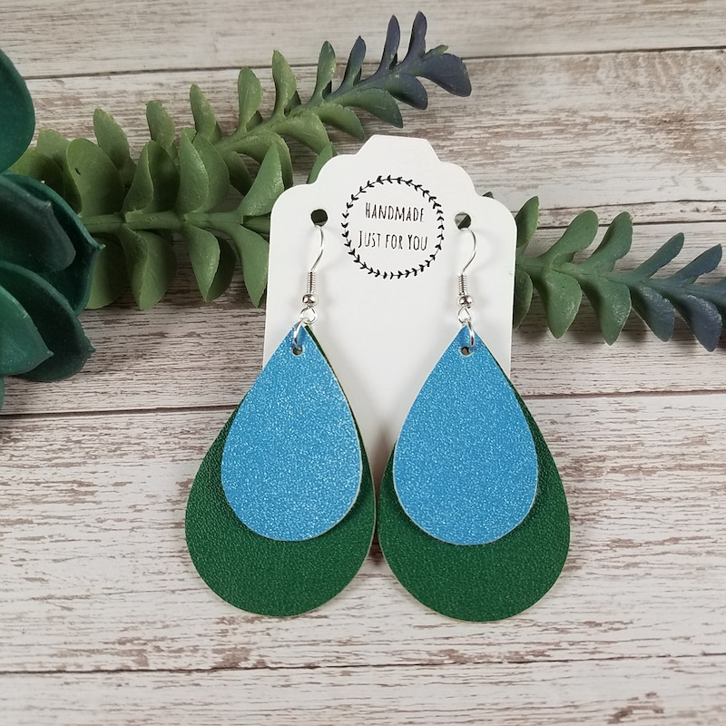 Blue Green Earrings - Etsy