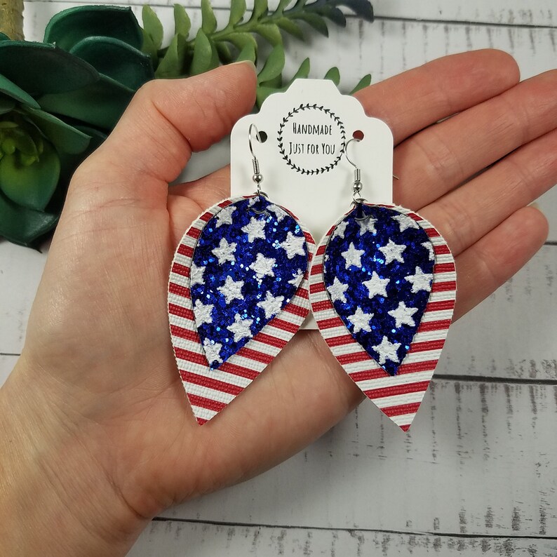 Glitter Stars and Stripes Patriotic Layered Pinched Leaf Petal - Etsy