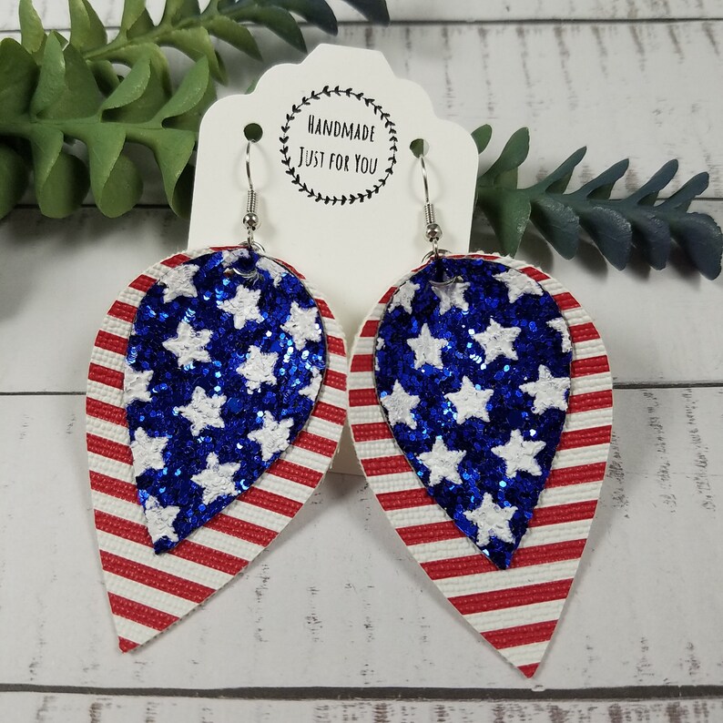 Glitter Stars and Stripes Patriotic Layered Pinched Leaf Petal - Etsy