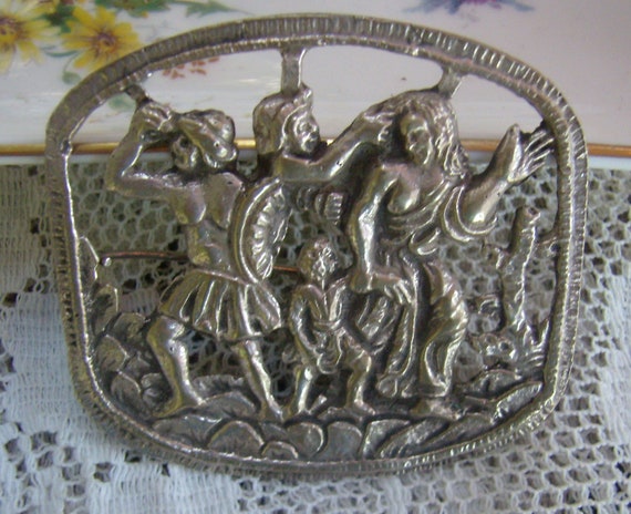 Antique Vintage Greek Family Brooch....Cut Out Family… - Gem