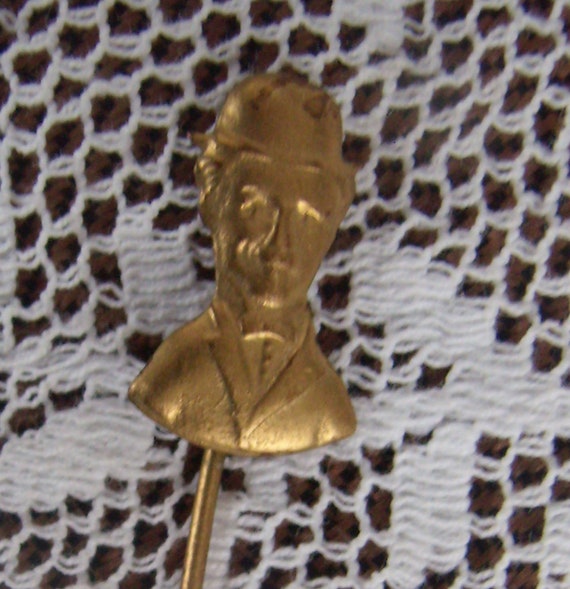 Antique Vintage CHARLIE CHAPLIN Stick Pin....Brass La… - Gem