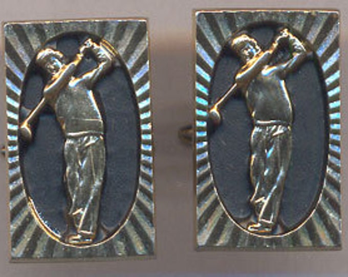 Vintage Cufflinks....gilt..3d ...GOLFER'S Cufflinks...pat. Number ...
