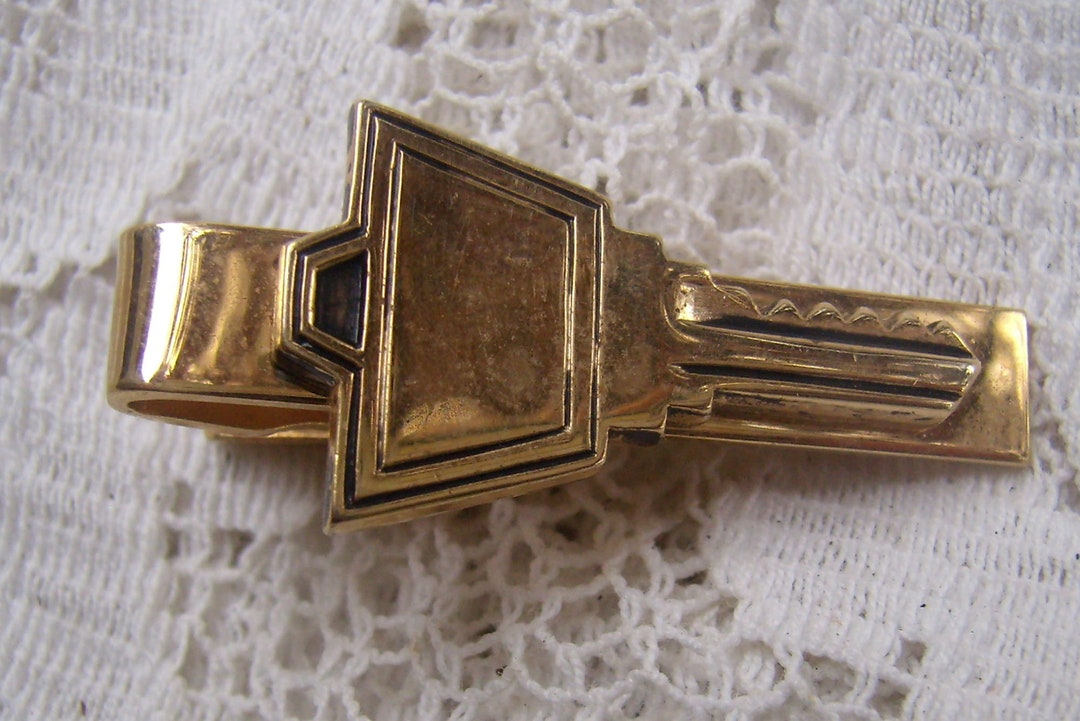 Vintage Anson Key Tie Clasp...pat. Pend...gold Tone Metal...anson Tie ...