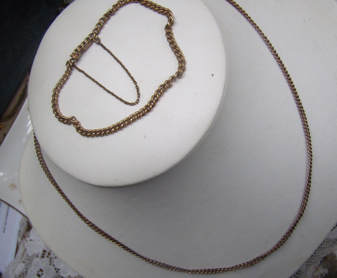 Antique Victorian Barrel Clasp Gold Curb Chain Necklace and Bracelet ...