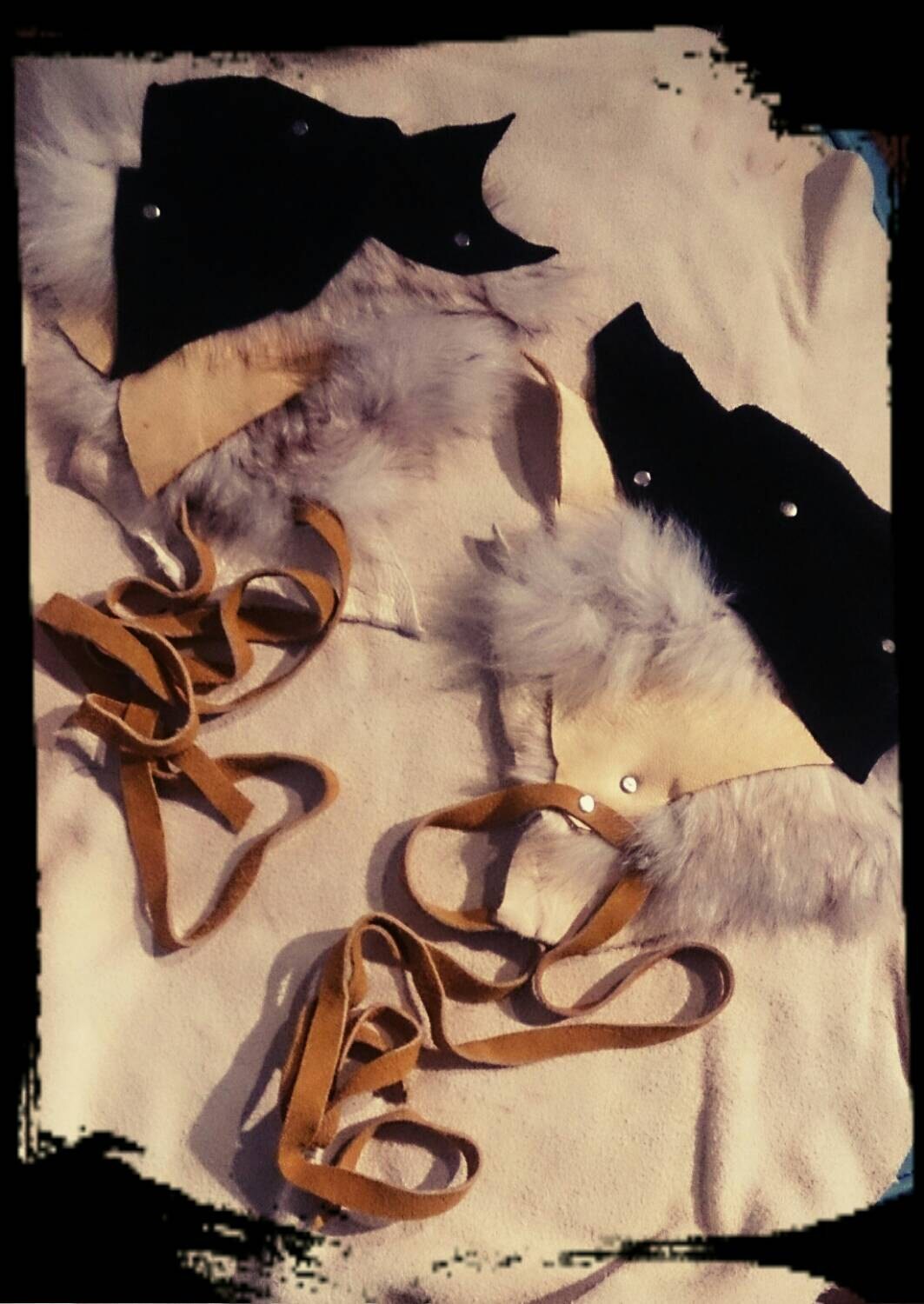 Leather Arm Cuffs Fur Arm Wraps Tribal Woodland Cosplay - Etsy Canada