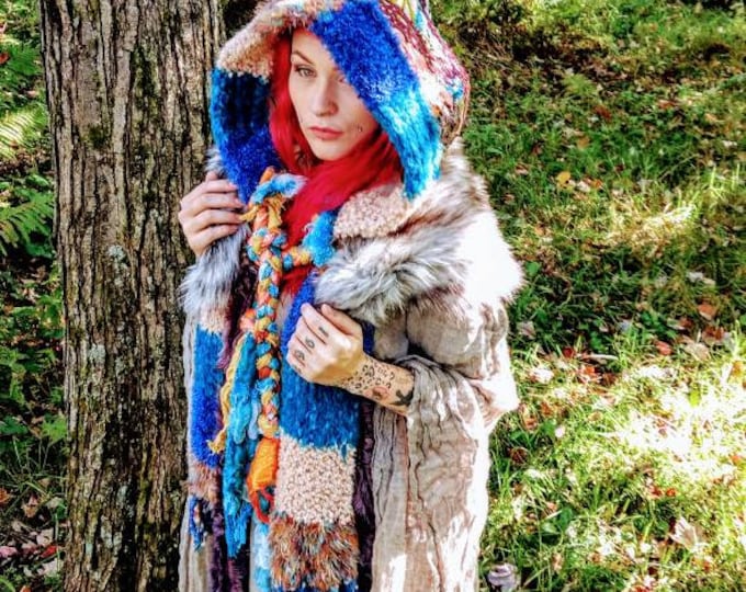 Patchwork Hood Scoodie Fur Hood Winter Hat Bohemian - Etsy