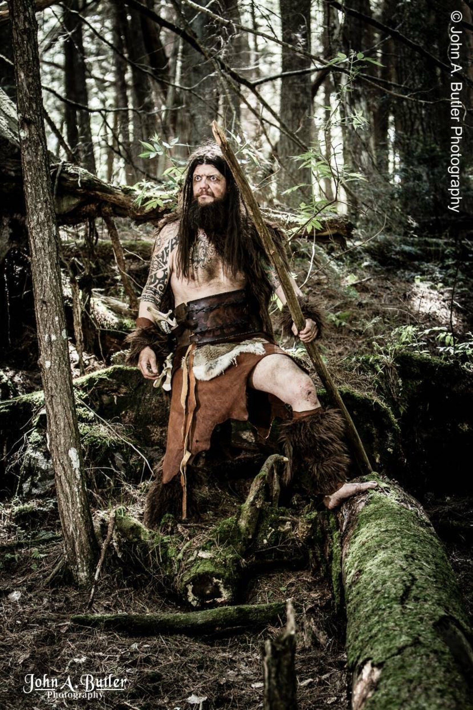 Leather Skirt, Tribal, Long Skirt, Rabbit Fur, Wrap Skirt, Kilt ...